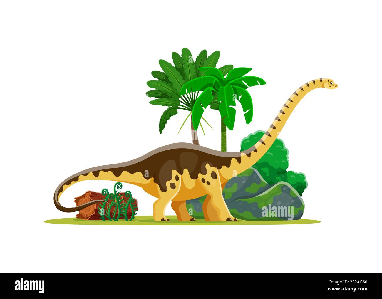 Dinosaur, cartoon prehistoric lizard of Hypselosaurus species, vector ...