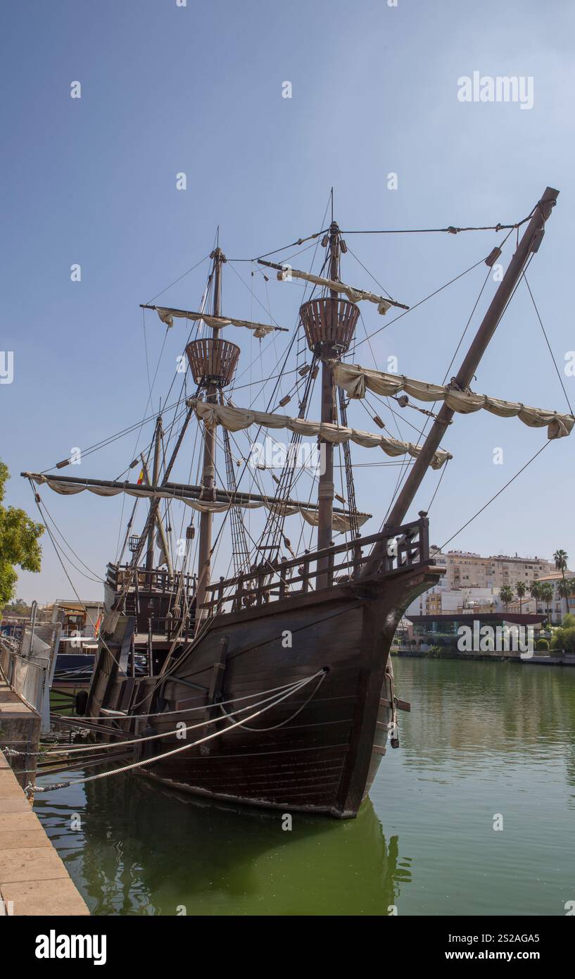 Seville, Spain - August 27th, 2024: Nao Victoria replica, first ...