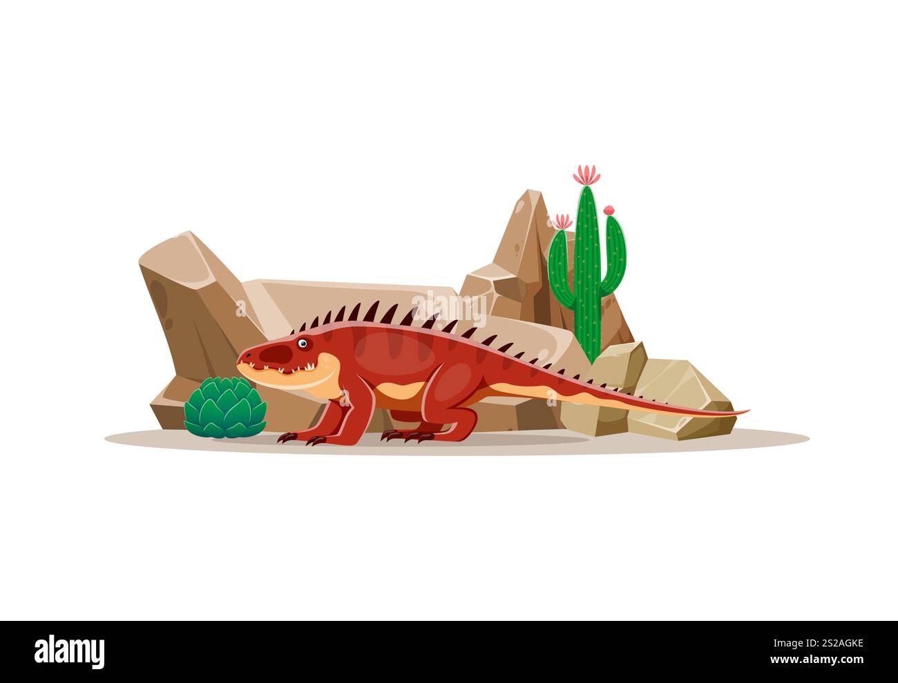 Cartoon Shansisuchus dinosaur funny character. Paleontology lizard ...