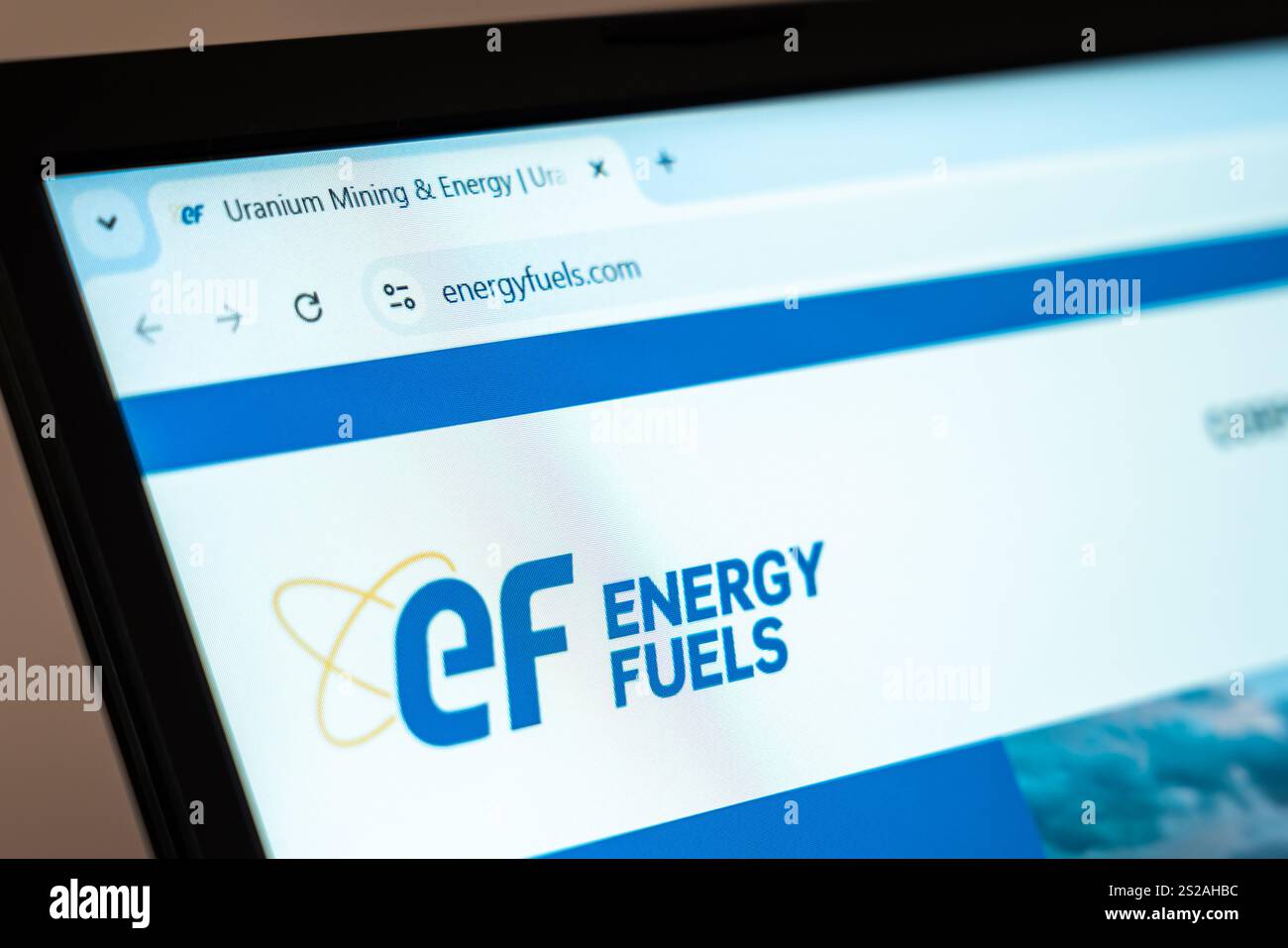 Title: New York, USA - January 07, 2025: Energy Fuels website displayed on computer screen ...