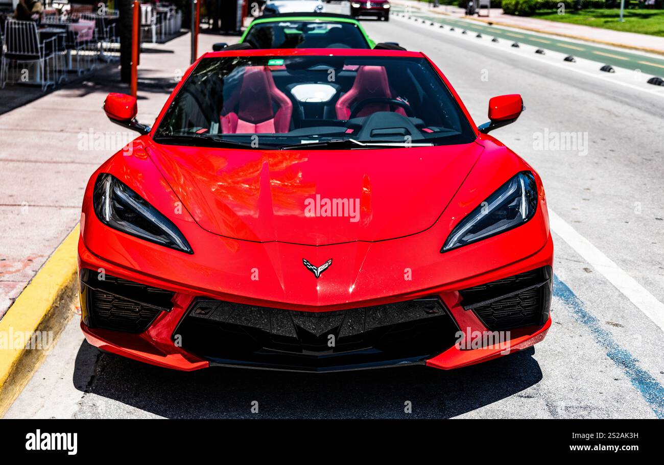 Miami Beach, Florida USA - June 9, 2024: Chevy Corvette C8 3LT at ocean ...