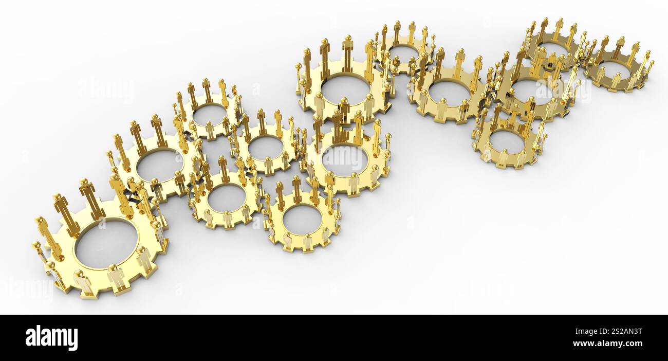 Model of 3d figures on connected cogs as industry concept Stock Photo ...