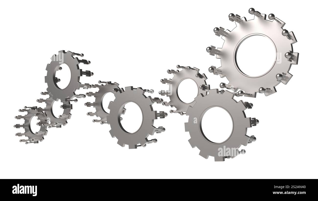 Model of 3d figures on connected cogs as industry concept Stock Photo ...