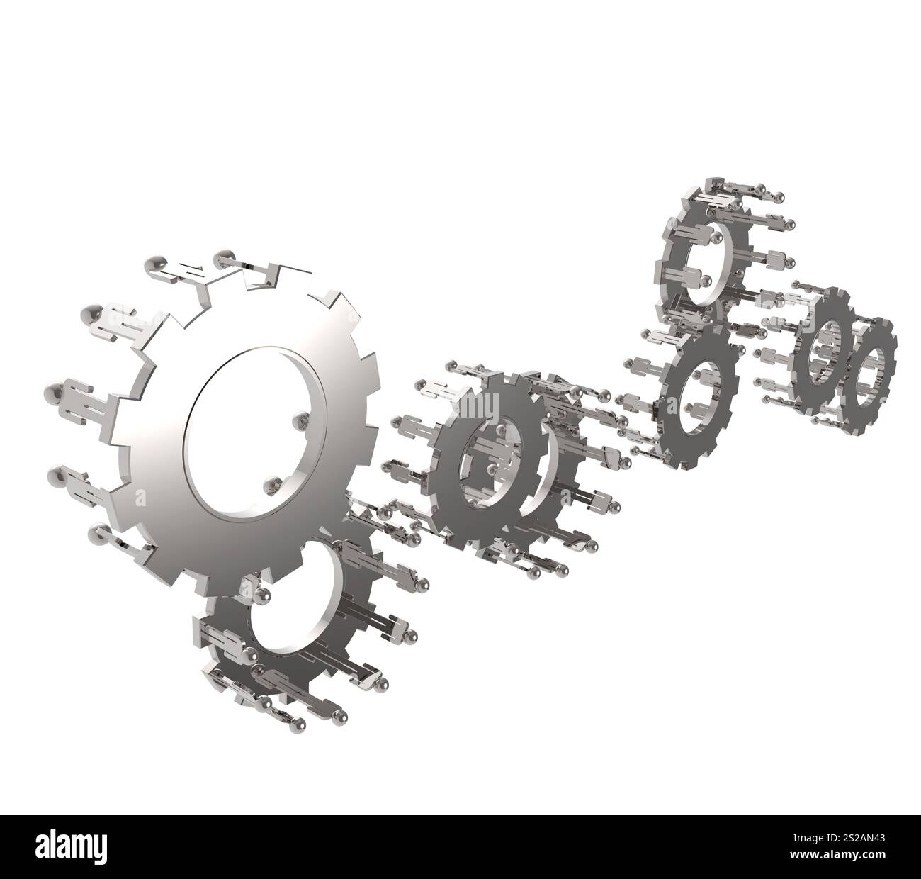 Model of 3d figures on connected cogs as industry concept Stock Photo ...