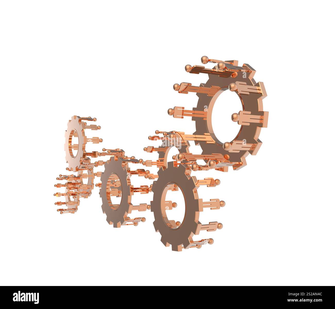 Model of 3d figures on connected cogs as industry concept Stock Photo ...