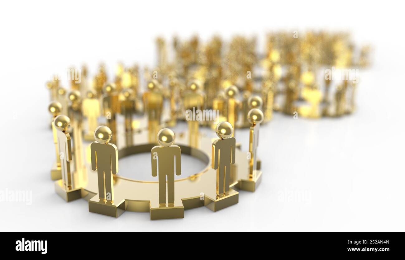 Model of 3d figures on connected cogs as industry concept Stock Photo ...