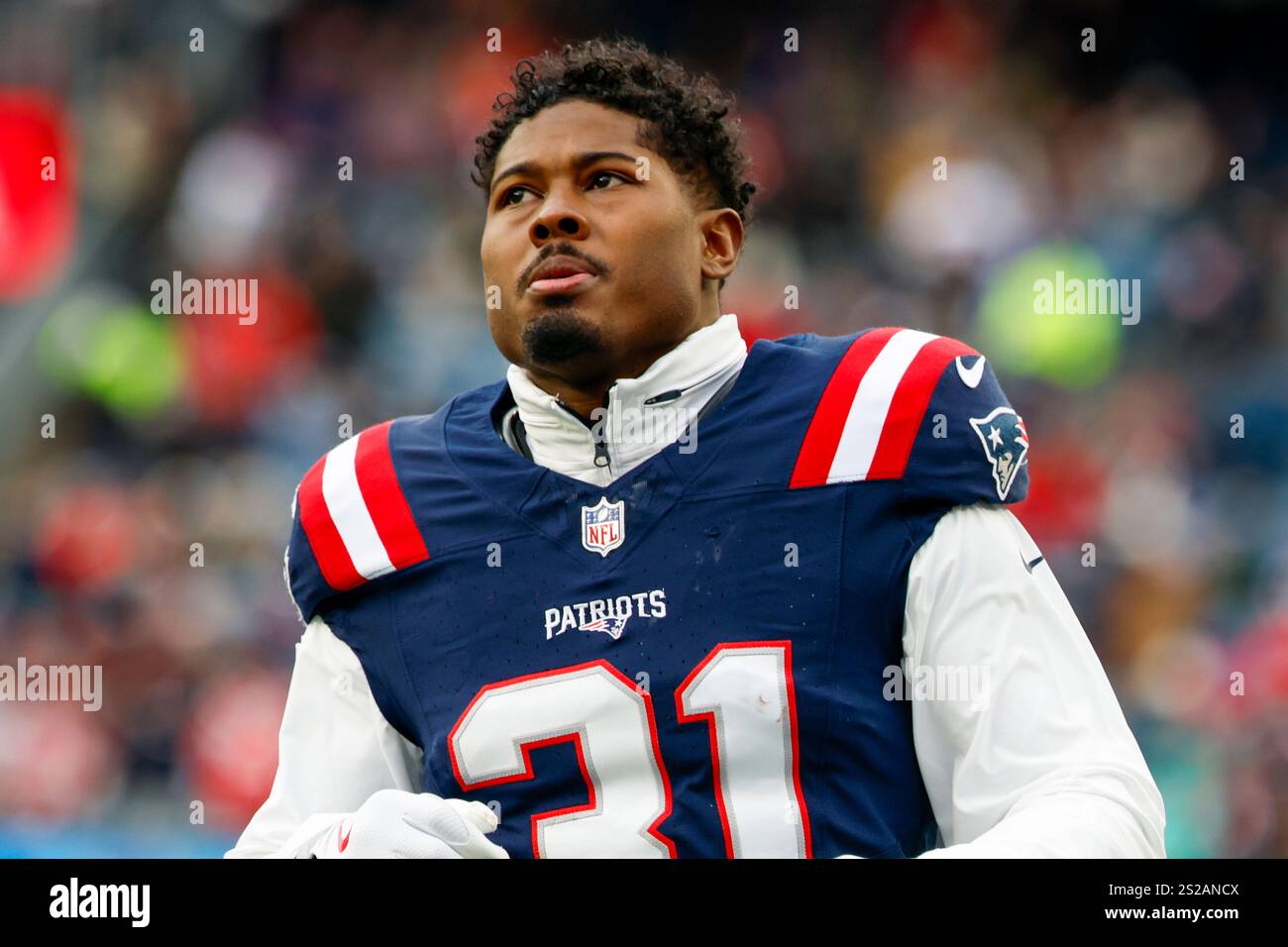 New England Patriots cornerback Jonathan Jones (31) reacts prior to an ...