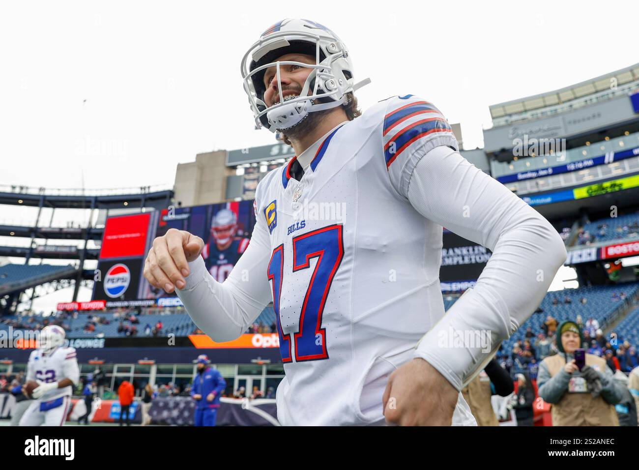 Buffalo Bills quarterback Josh Allen (17) greets fans prior to an NFL ...