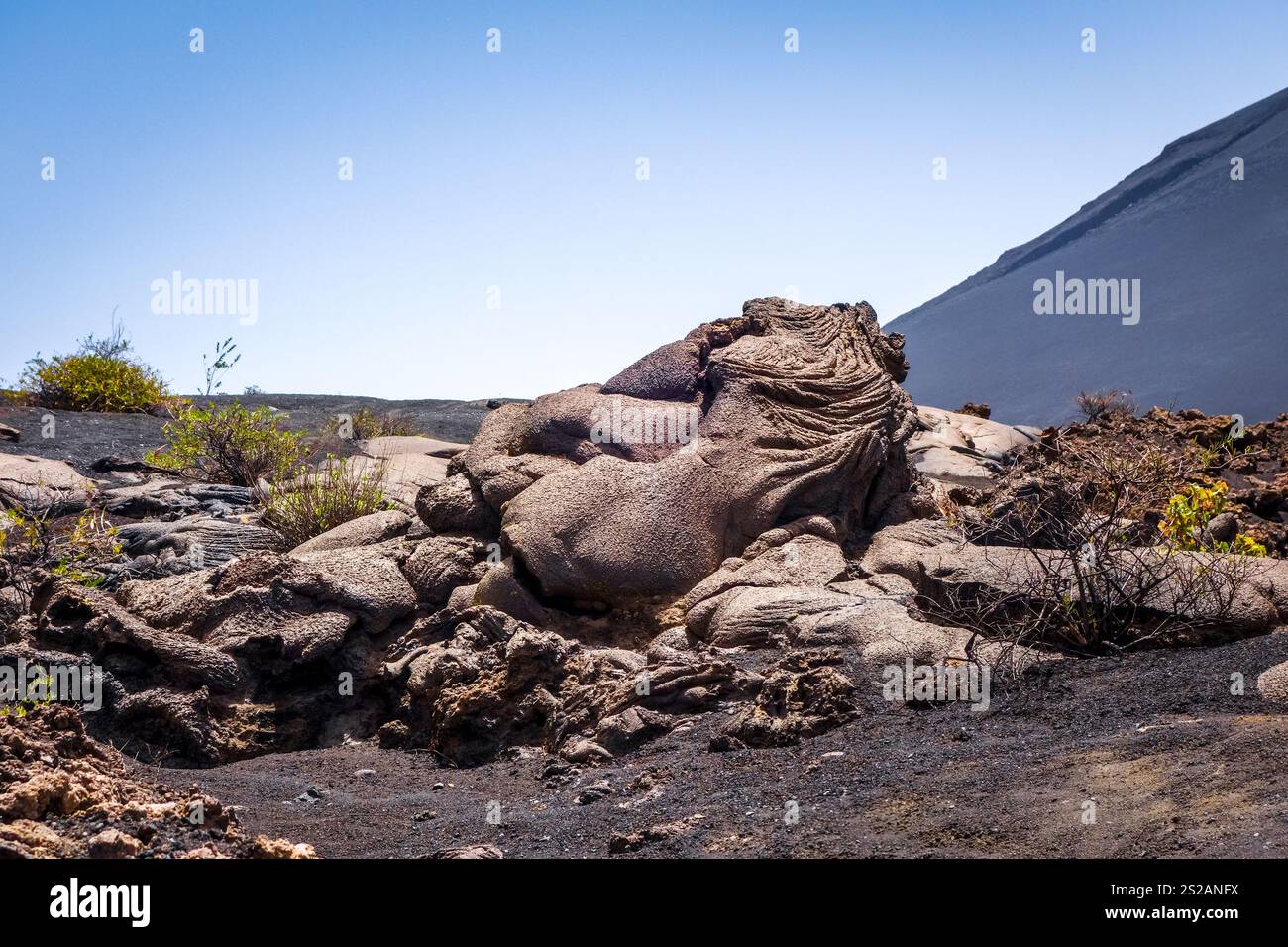 Lava flow detail on Pico do Fogo volcano, Cape Verde, Africa Stock ...