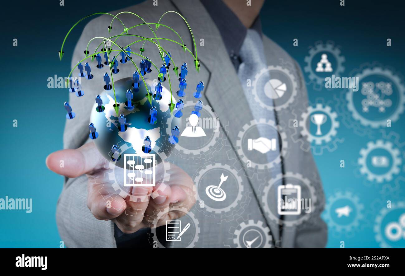 AR virtual screen dashboard with project management with icons of ...