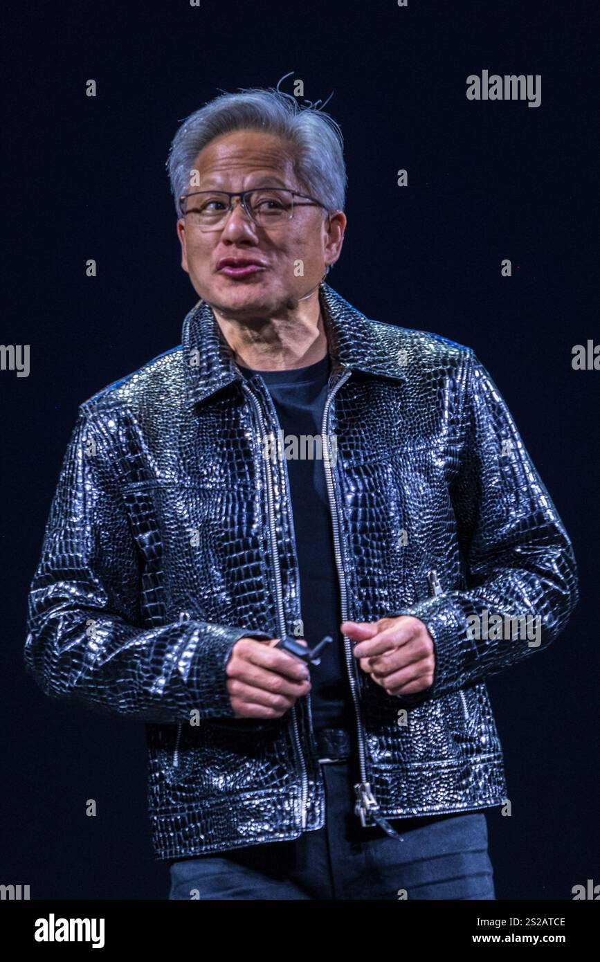 Las Vegas, USA. 06th Jan, 2025. LAS VEGAS, NV - Jensen Huang speaking ...