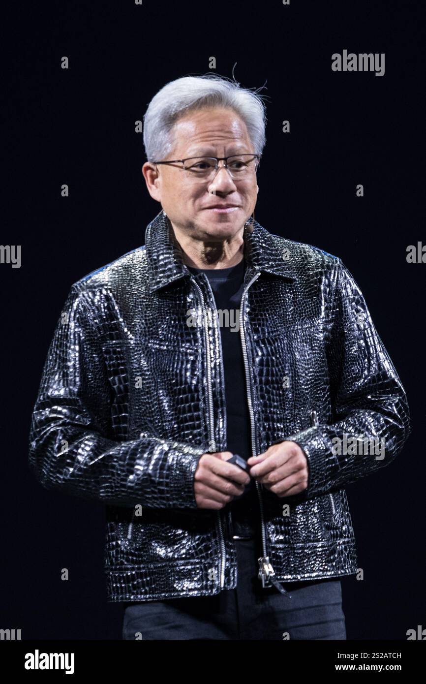 Las Vegas, USA. 06th Jan, 2025. LAS VEGAS, NV - Jensen Huang speaking ...
