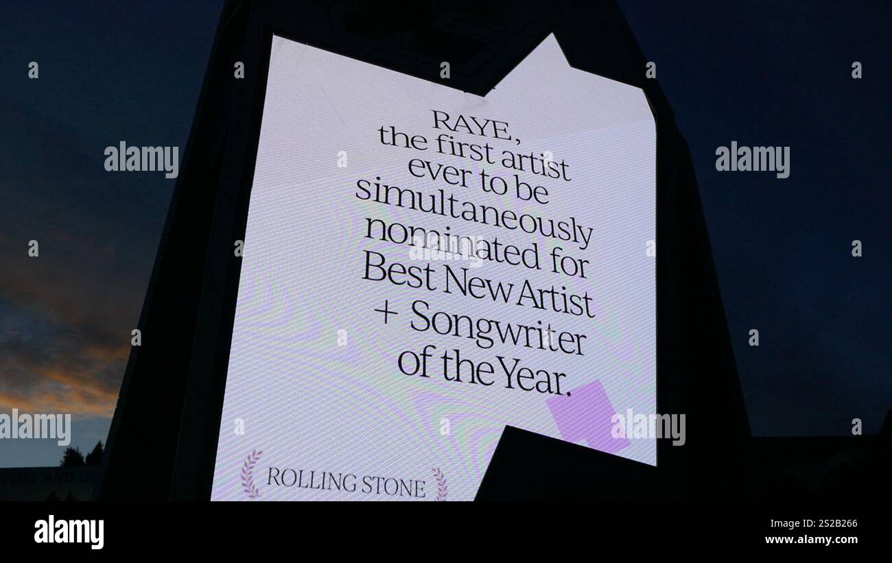 Los Angeles, California, USA 6th January 2025 Singer Raye Grammys FYC ...