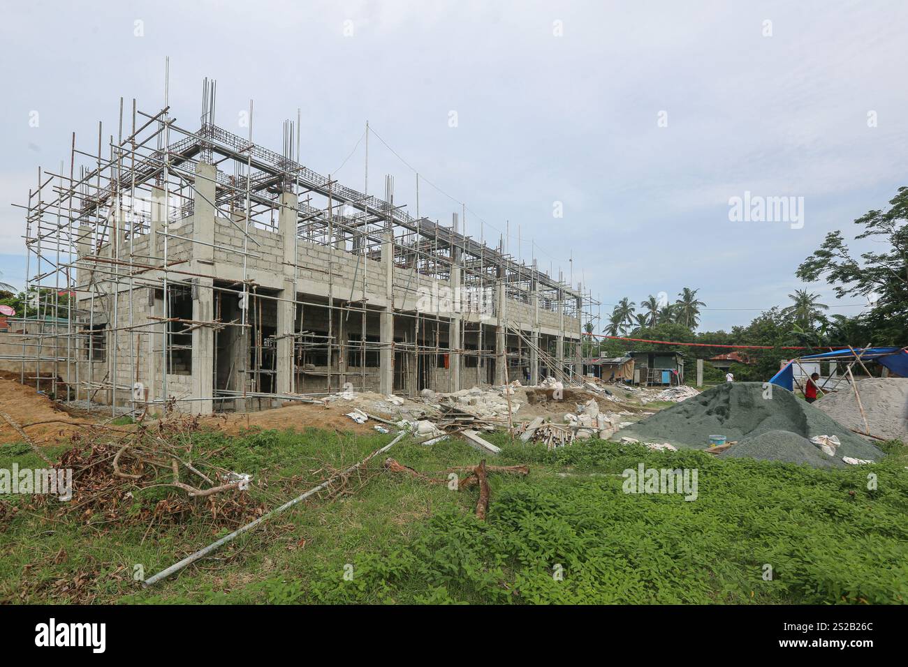 New school building under construction, rural Philippines, part of ...