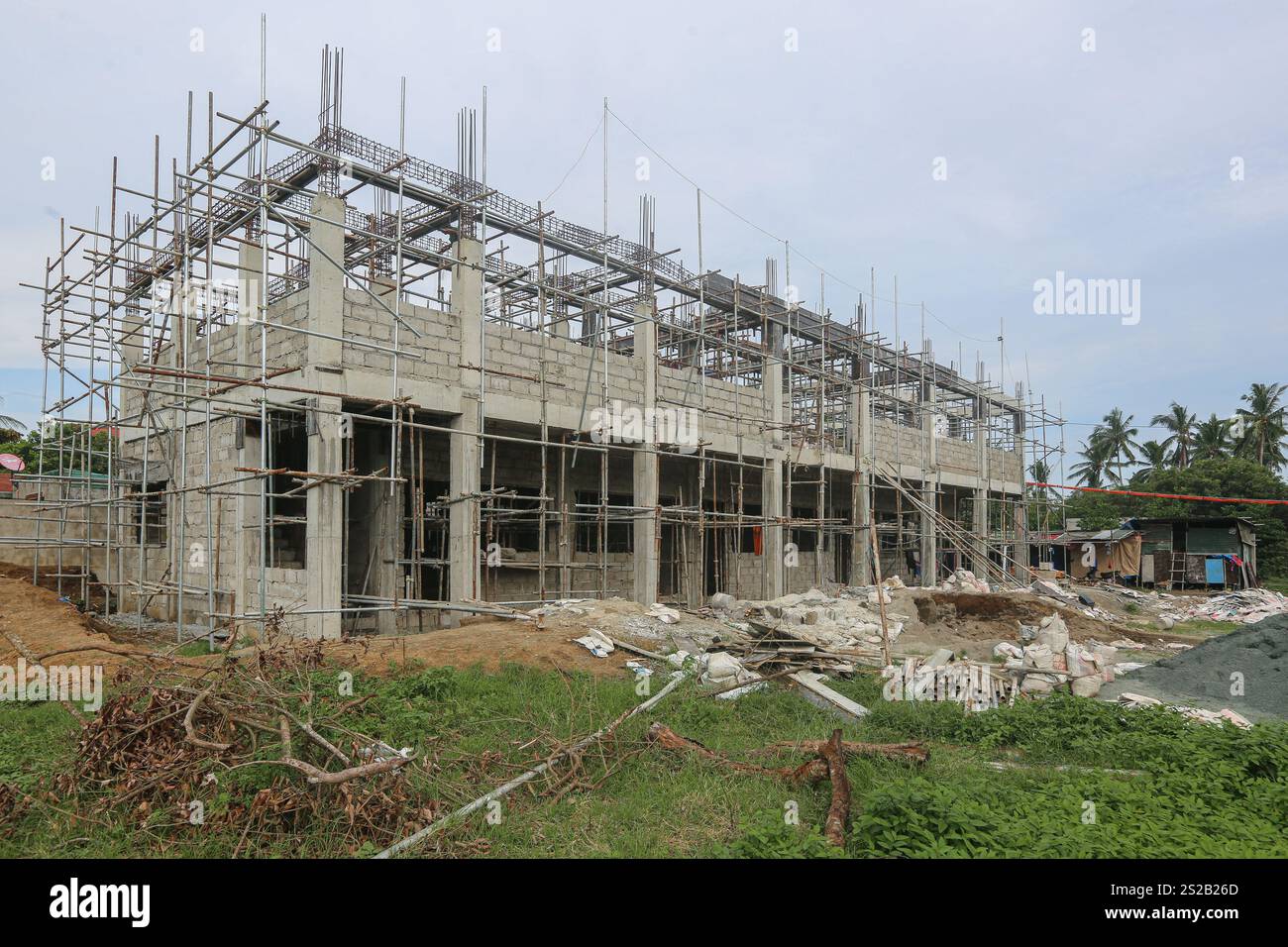 New school building under construction, rural Philippines, part of ...