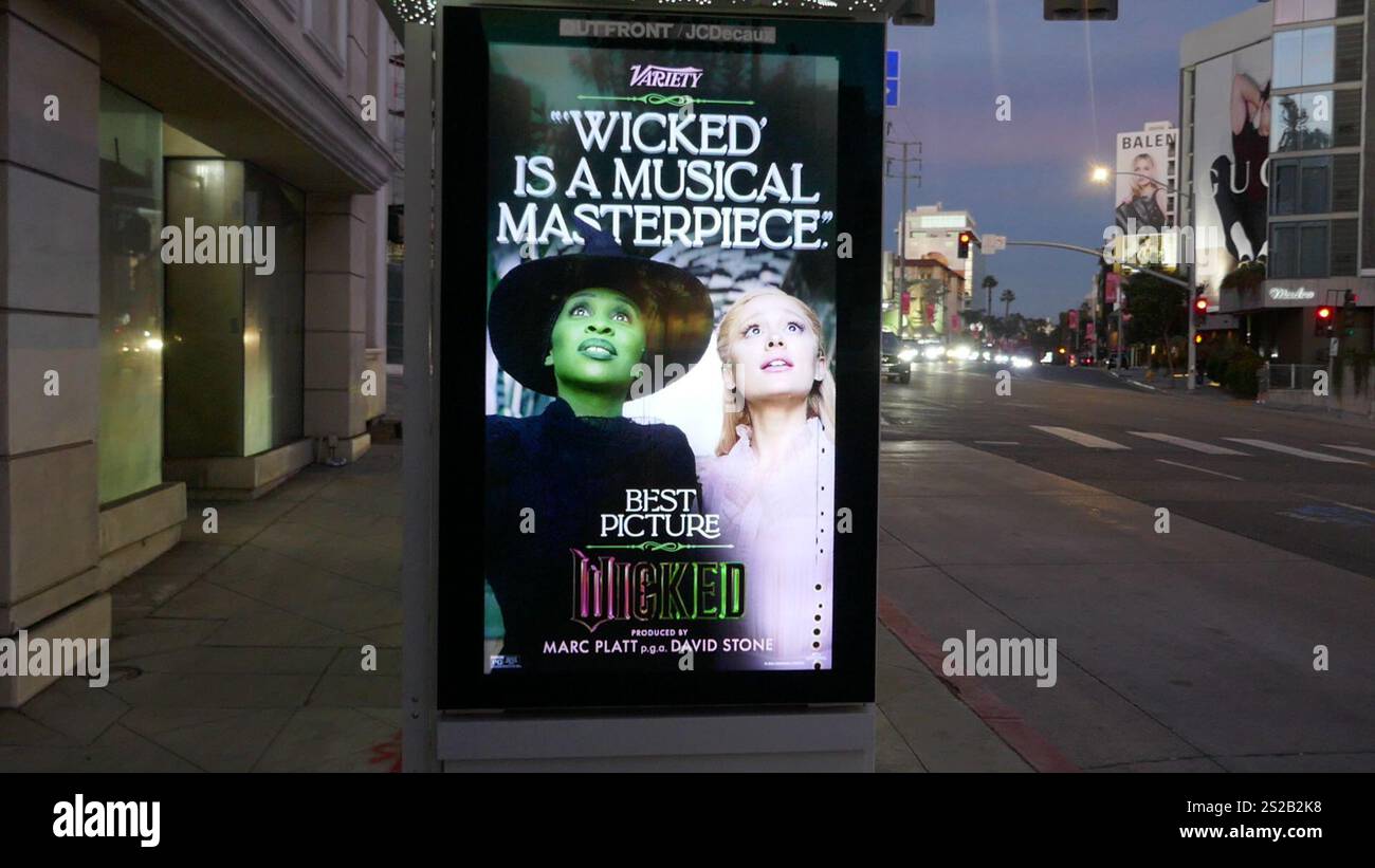 Los Angeles, California, USA 6th January 2025 Wicked Bus Stop Billboard ...