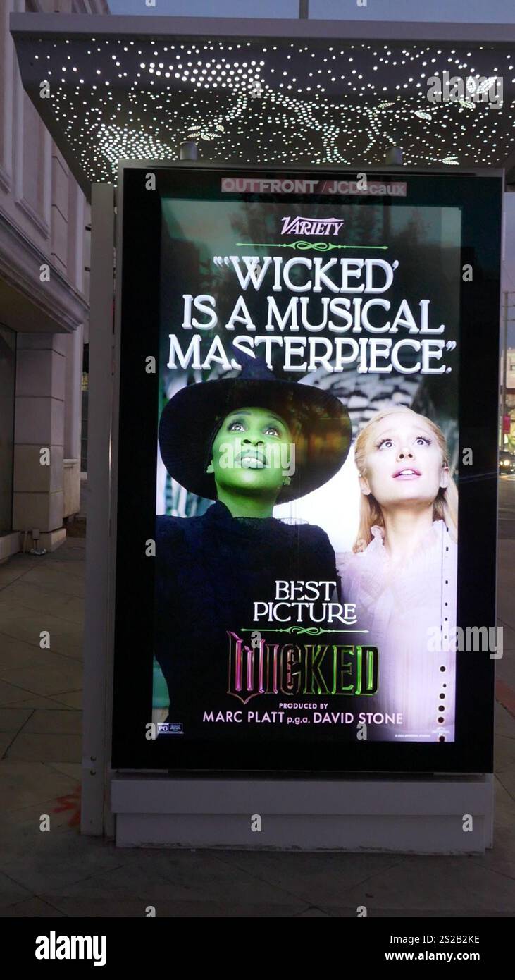 Los Angeles, California, USA 6th January 2025 Wicked Bus Stop Billboard ...