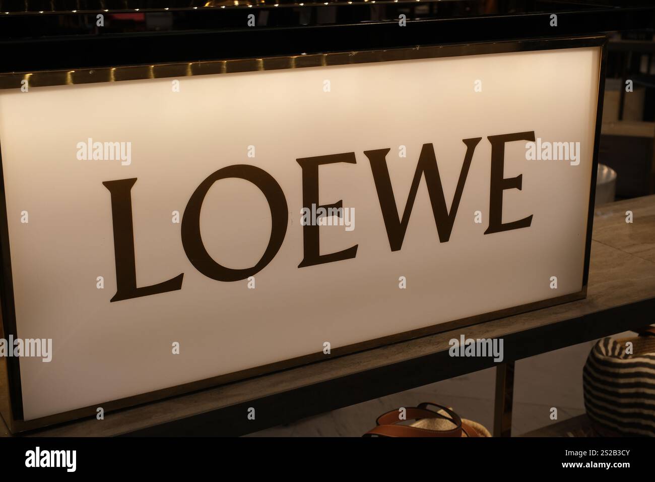 LOEWE brand logo close up Stock Photo - Alamy