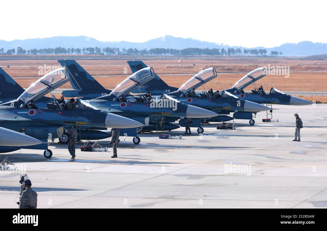 A photo shows some aircrafts for Mitsubishi F-2（fighter aircraft） in ...