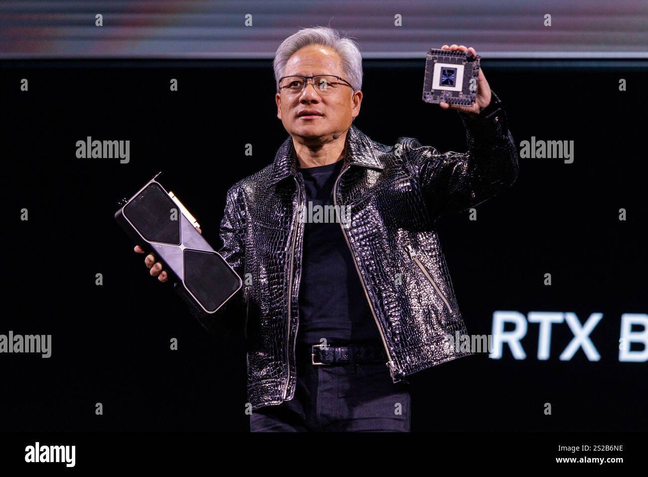Las Vegas, USA. 06th Jan, 2025. Nvidia CEO Jensen Huang launches the ...