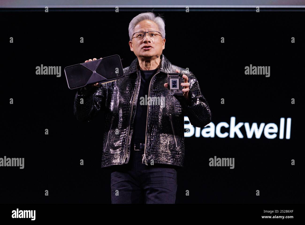 Las Vegas, USA. 06th Jan, 2025. Nvidia CEO Jensen Huang launches the ...