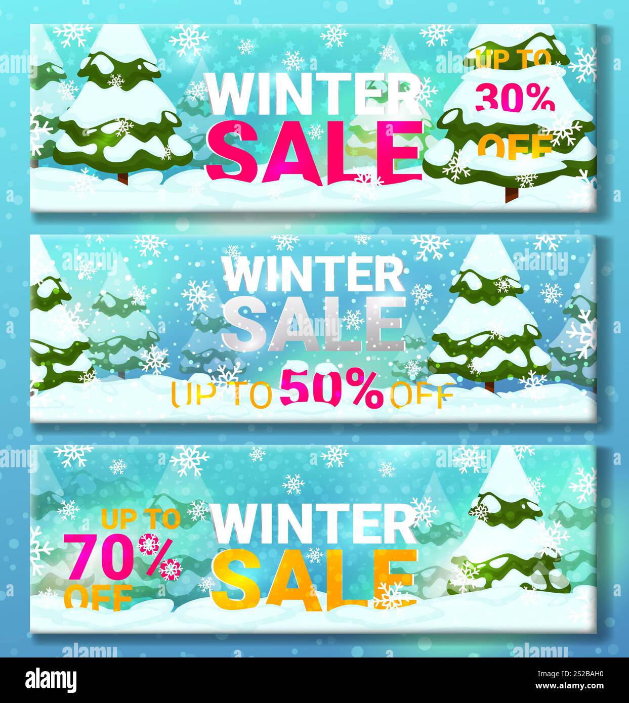 Winter sale discount coupon set, vector illustration. Winter weather in ...