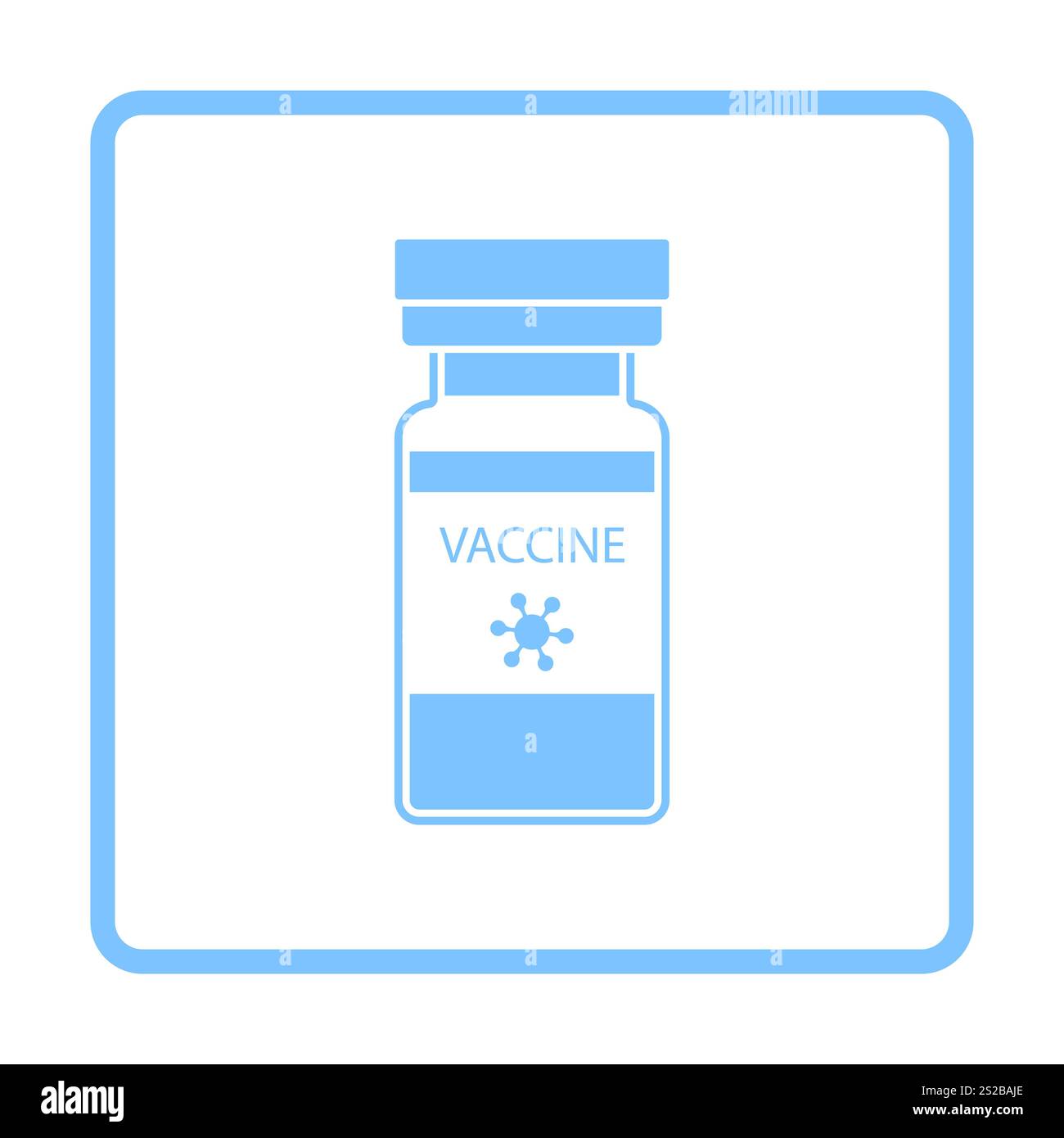 Covid Vaccine Icon. Blue Frame Design. Vector Illustration Stock Photo ...
