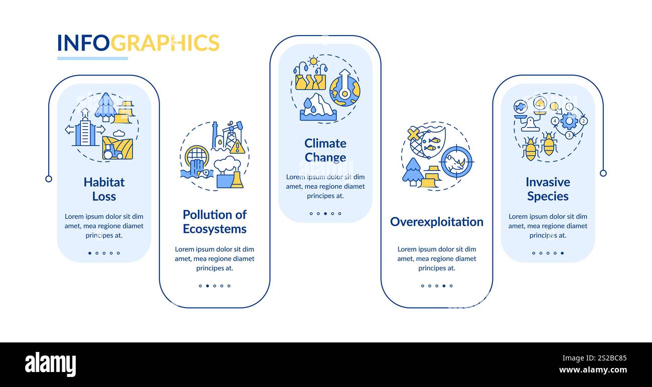 Major causes of biodiversity loss rectangle infographic vector Stock ...