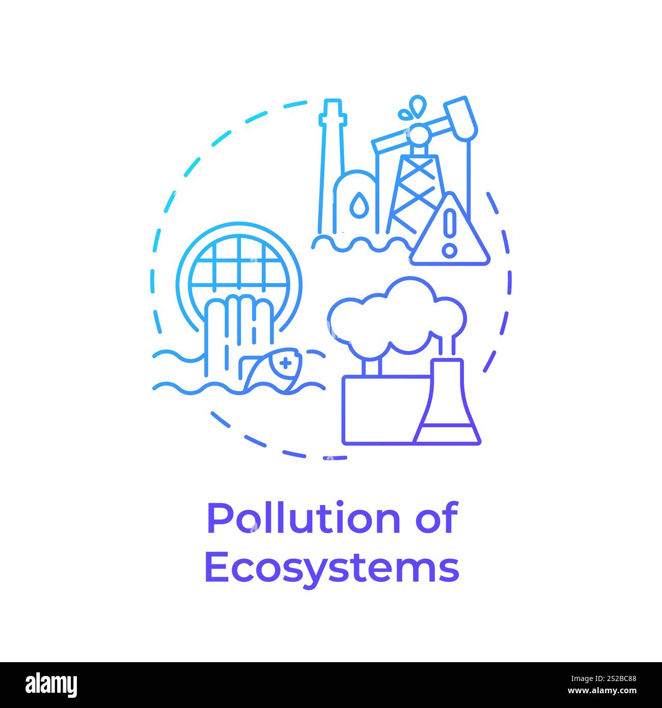 Pollution of ecosystem blue gradient concept icon Stock Vector Image ...