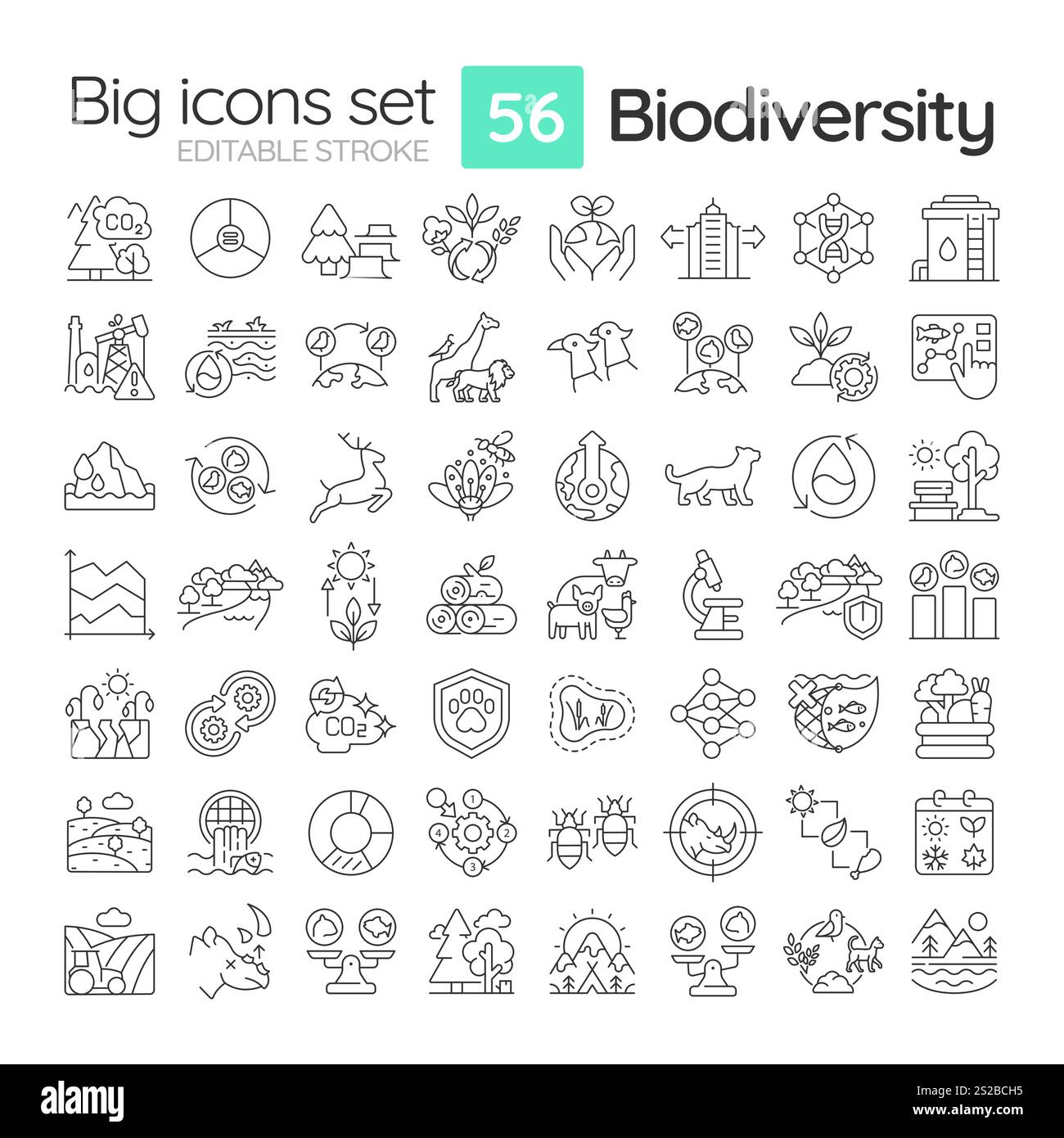 Biodiversity linear icons set Stock Vector Image & Art - Alamy