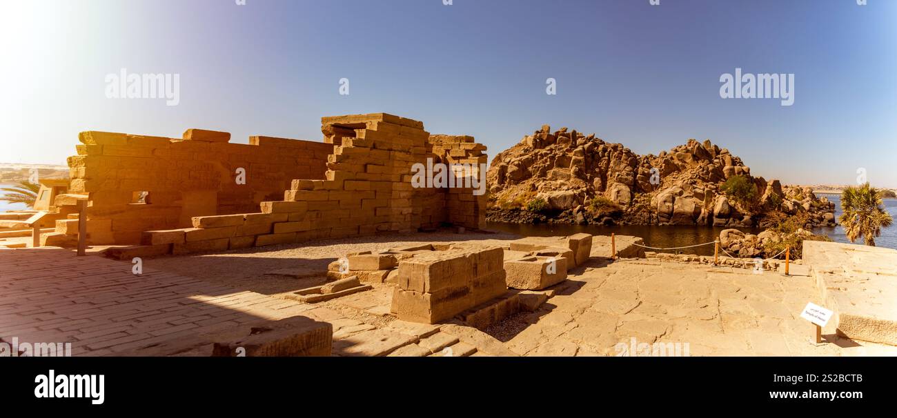 Discovering the Nile River islands of Aswan (Egypt): Panorama of Philae ...