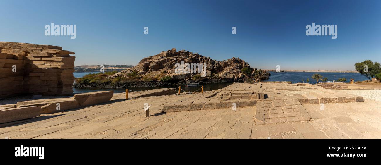 View the Philae and Elephantine temples with the panorama of the Nile ...