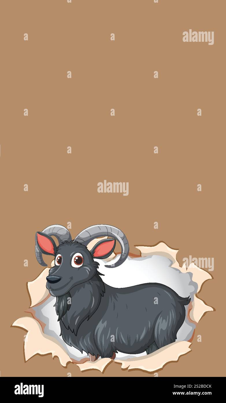 A cartoon goat peeks through torn paper Stock Vector Image & Art - Alamy