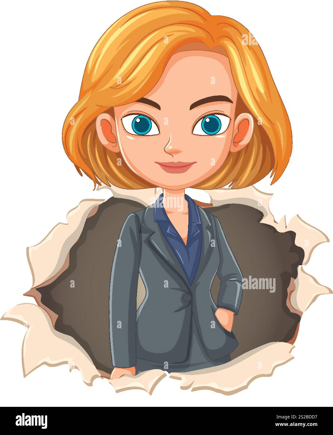 Illustration of a woman emerging through torn paper Stock Vector Image ...