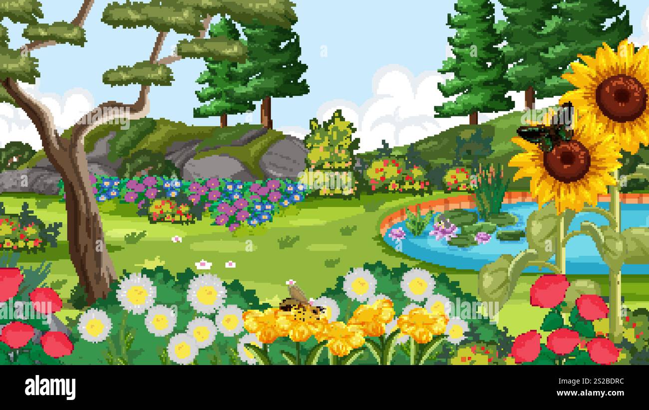 Garden biodiversity scene Stock Vector Images - Alamy
