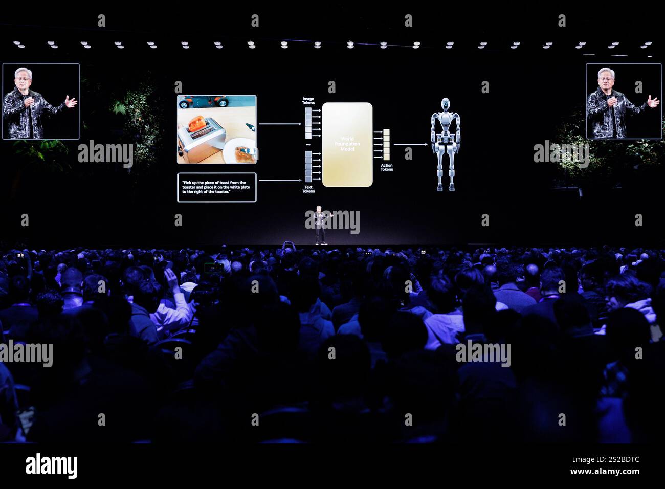 Las Vegas, USA. 06th Jan, 2025. Nvidia CEO Jensen Huang gives the first ...