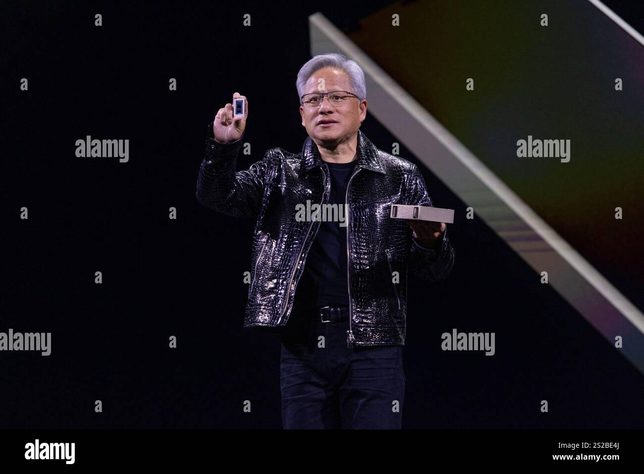 Las Vegas, USA. 06th Jan, 2025. Nvidia CEO Jensen Huang announces ...