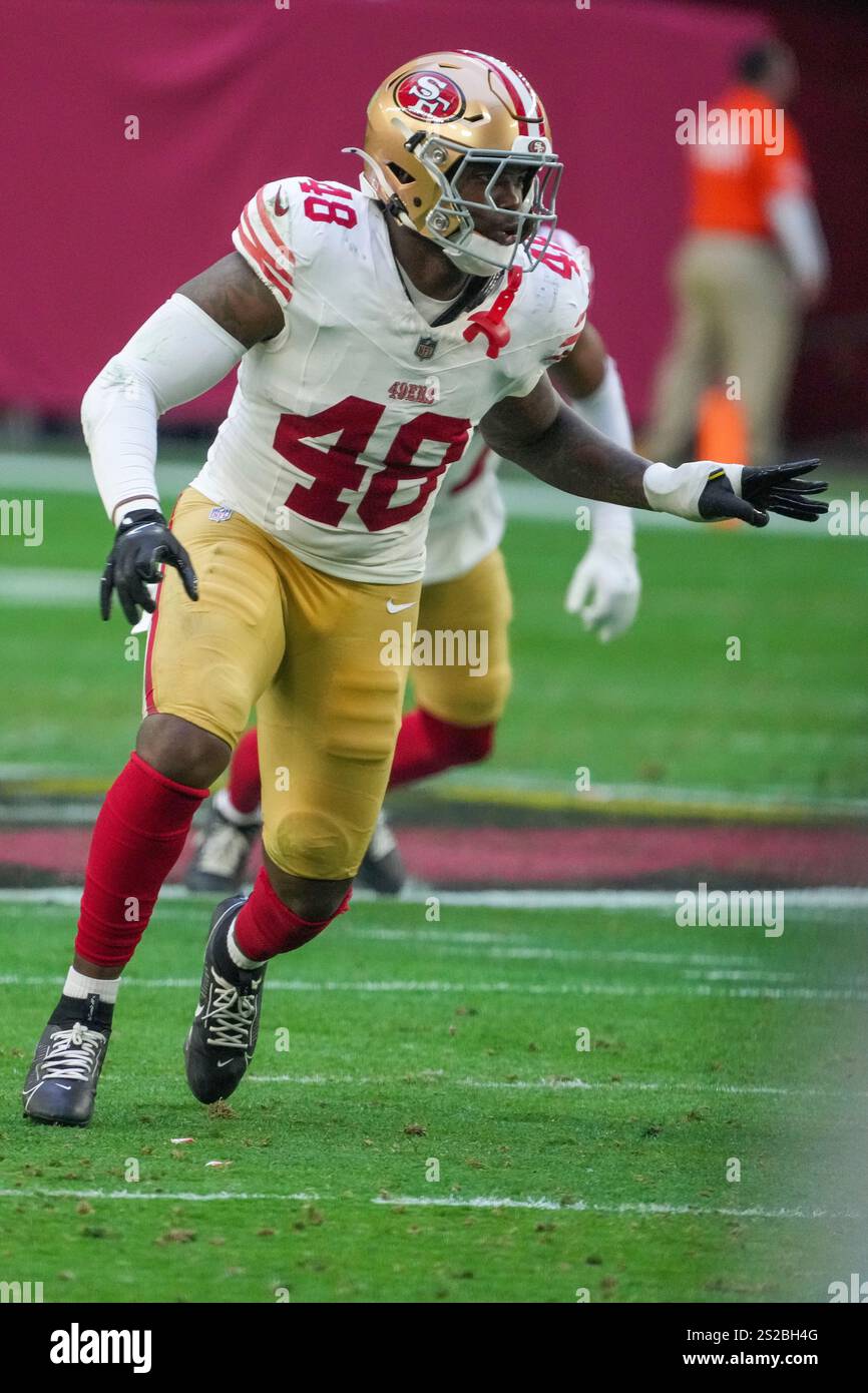 San Francisco 49ers linebacker Tatum Bethune (48) during their NFL ...