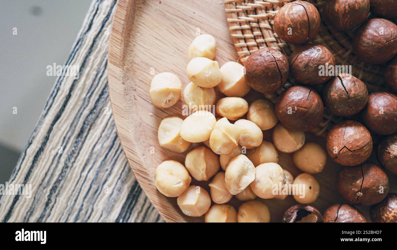 Organic Macadamia nut. macadamia nuts are cracked and baked to taste ...