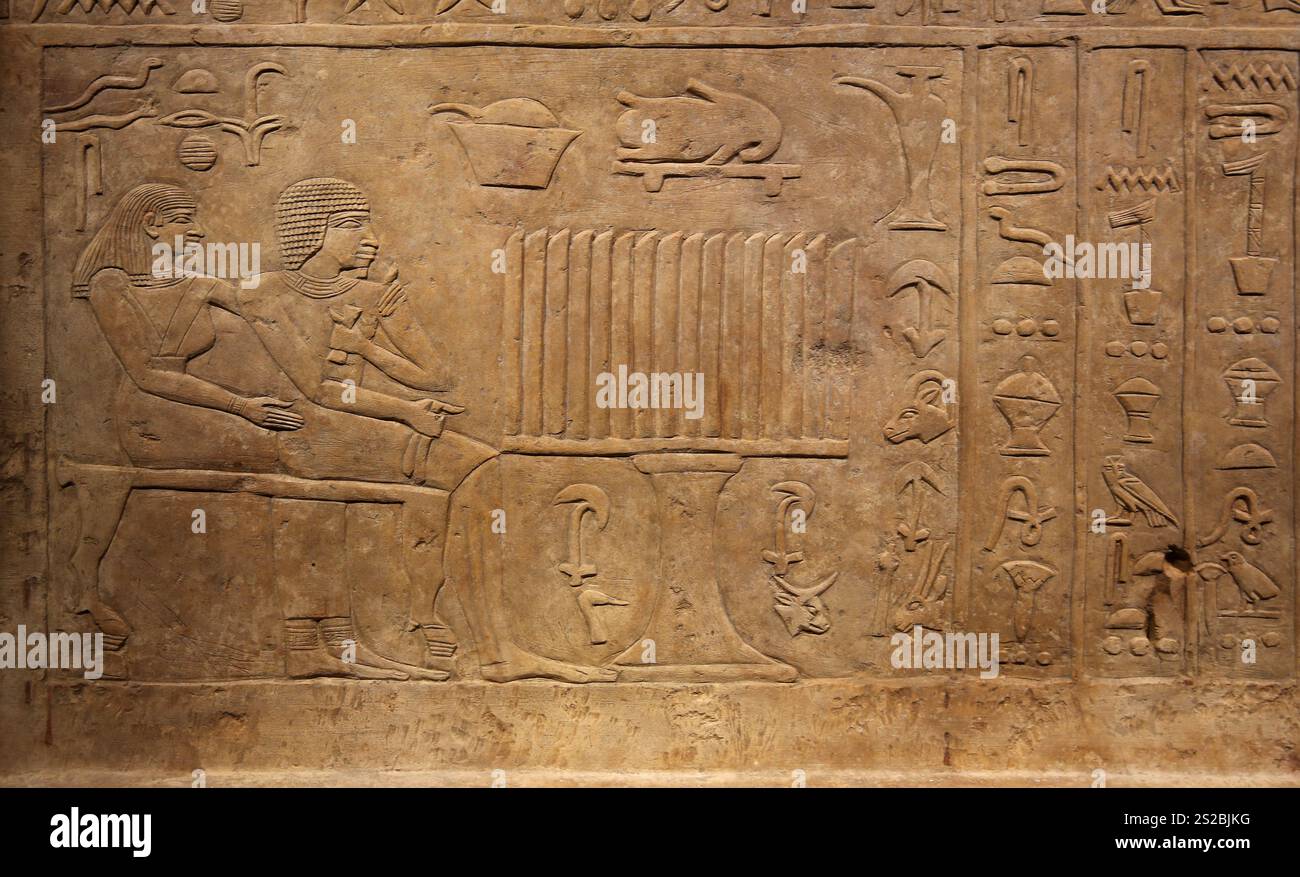 Stela of the courtiers Nyankhinpu and Djefes. Limestone. Old Kingdom ...