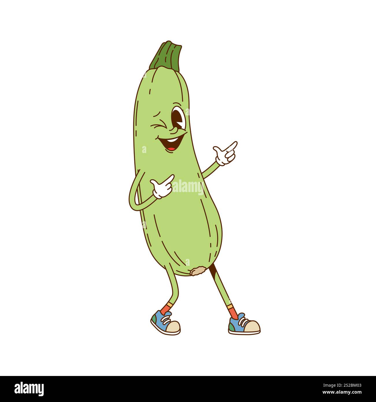 Cartoon zucchini vegetable groovy character. Agriculture ripe vegetable ...