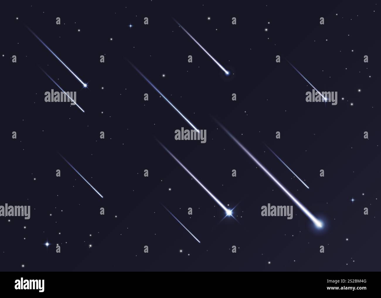 Night sky with shooting stars vector background. Space comets and ...