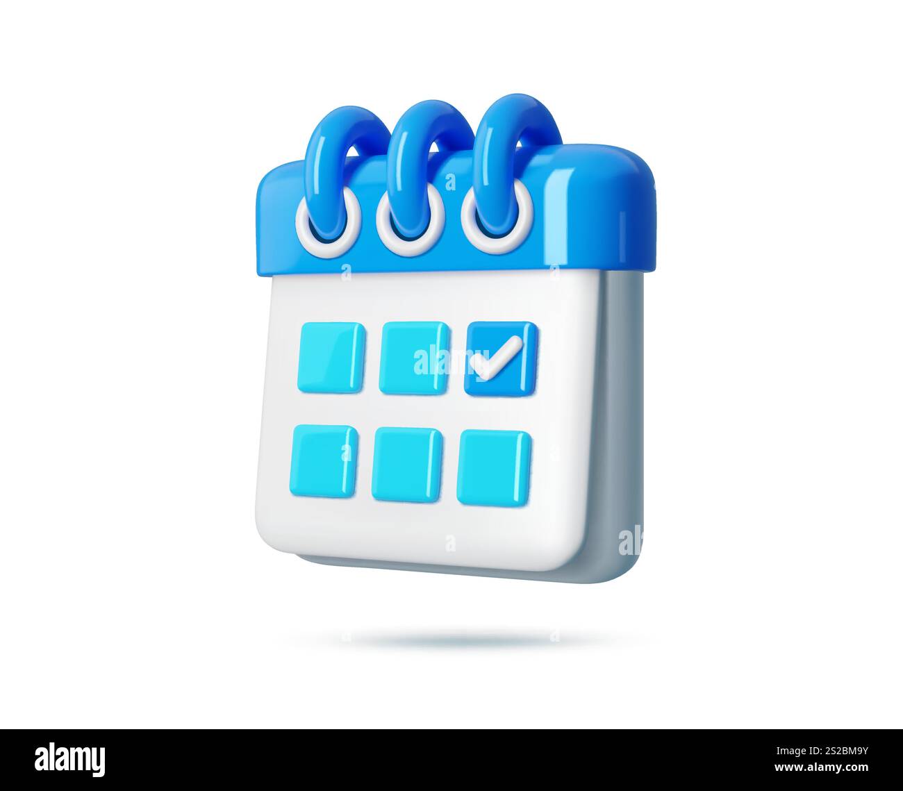 3d calendar icon, render event planner with check mark. Isolated vector ...