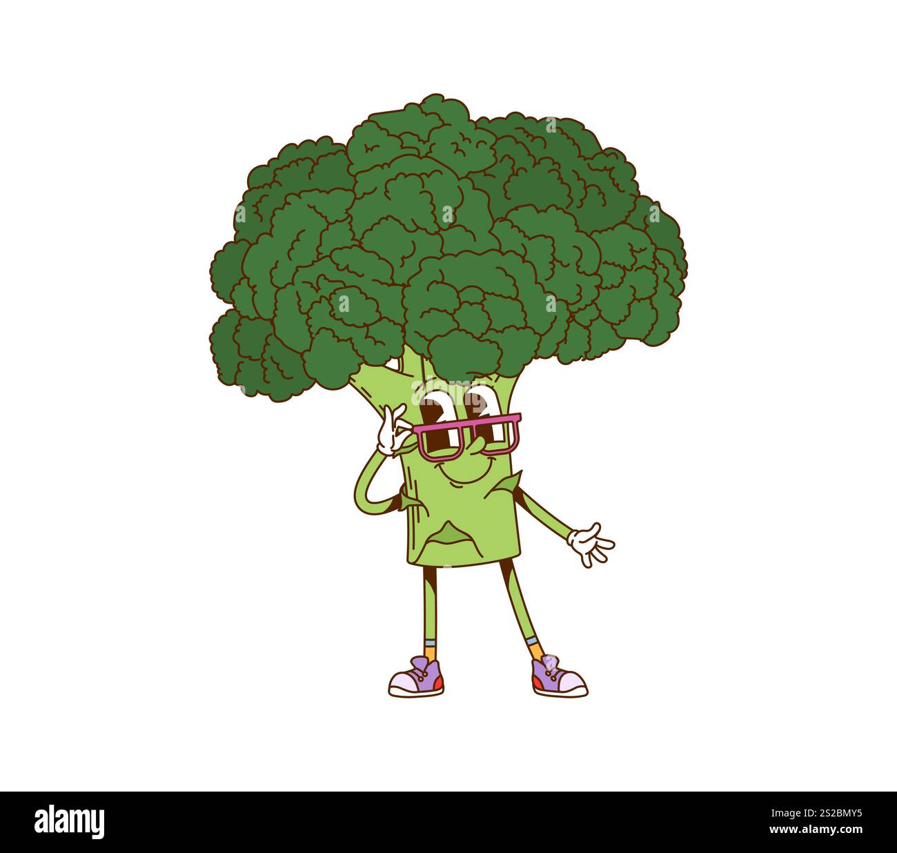Cartoon broccoli vegetable groovy character. Farming market healthy ...
