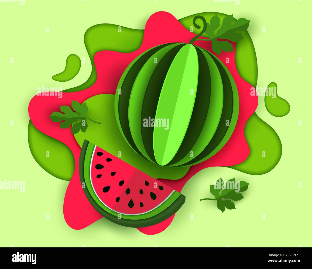 Paper cut watermelon fruit juice with splashes for drink product ...
