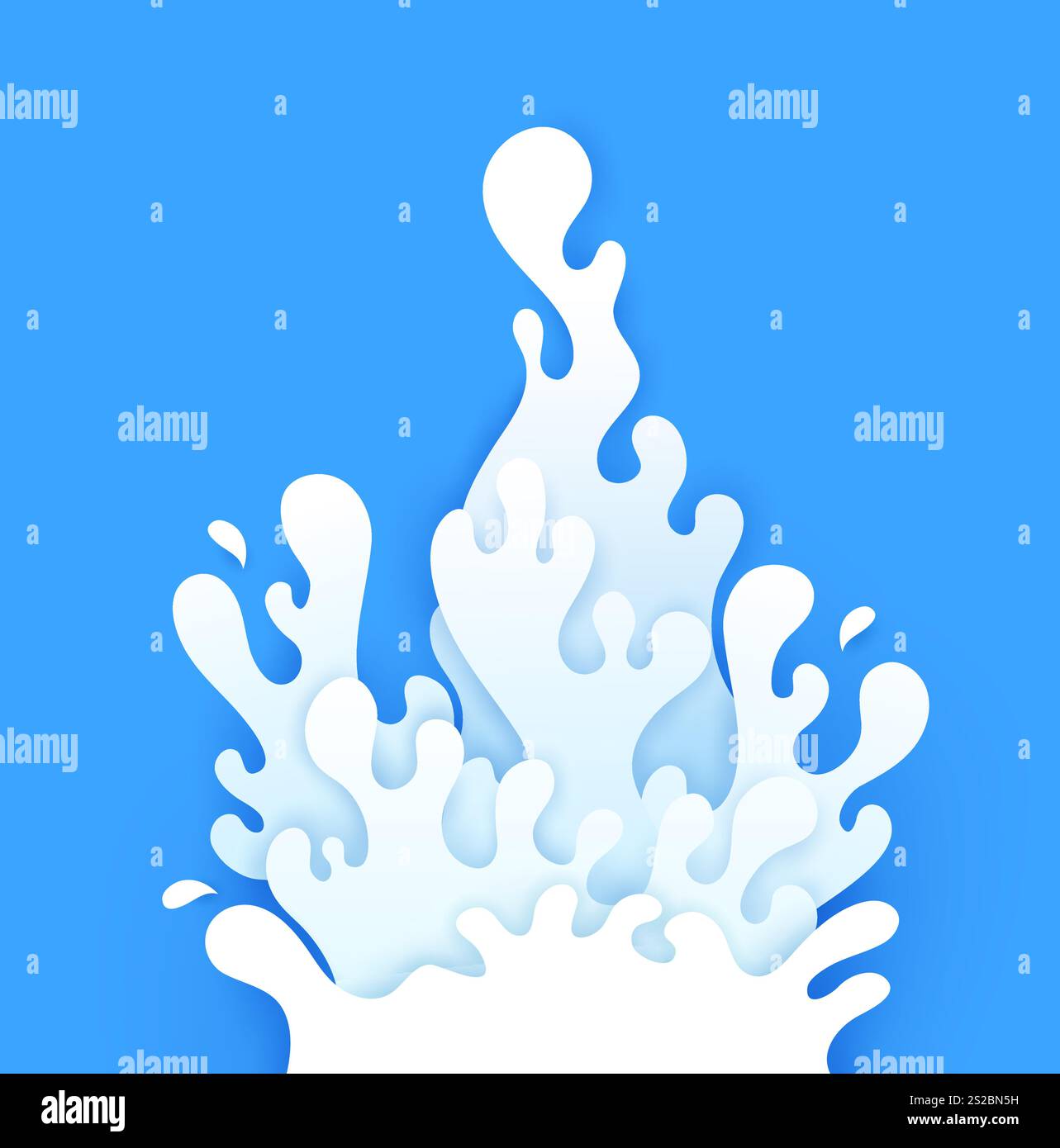 Paper cut milk splash with wave flow for dairy product package, vector ...