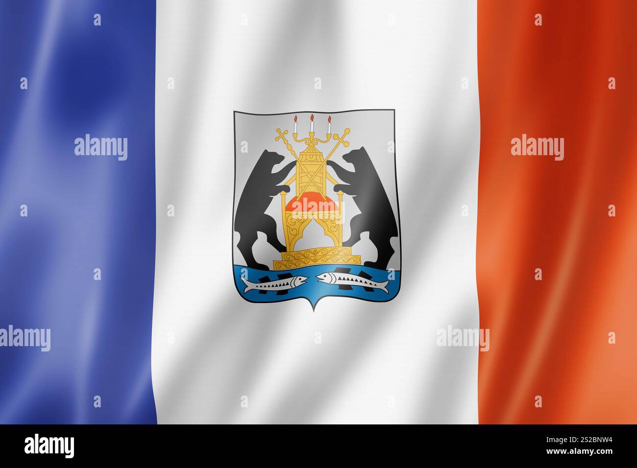 Novgorod state - Oblast - flag, Russia waving banner collection. 3D ...