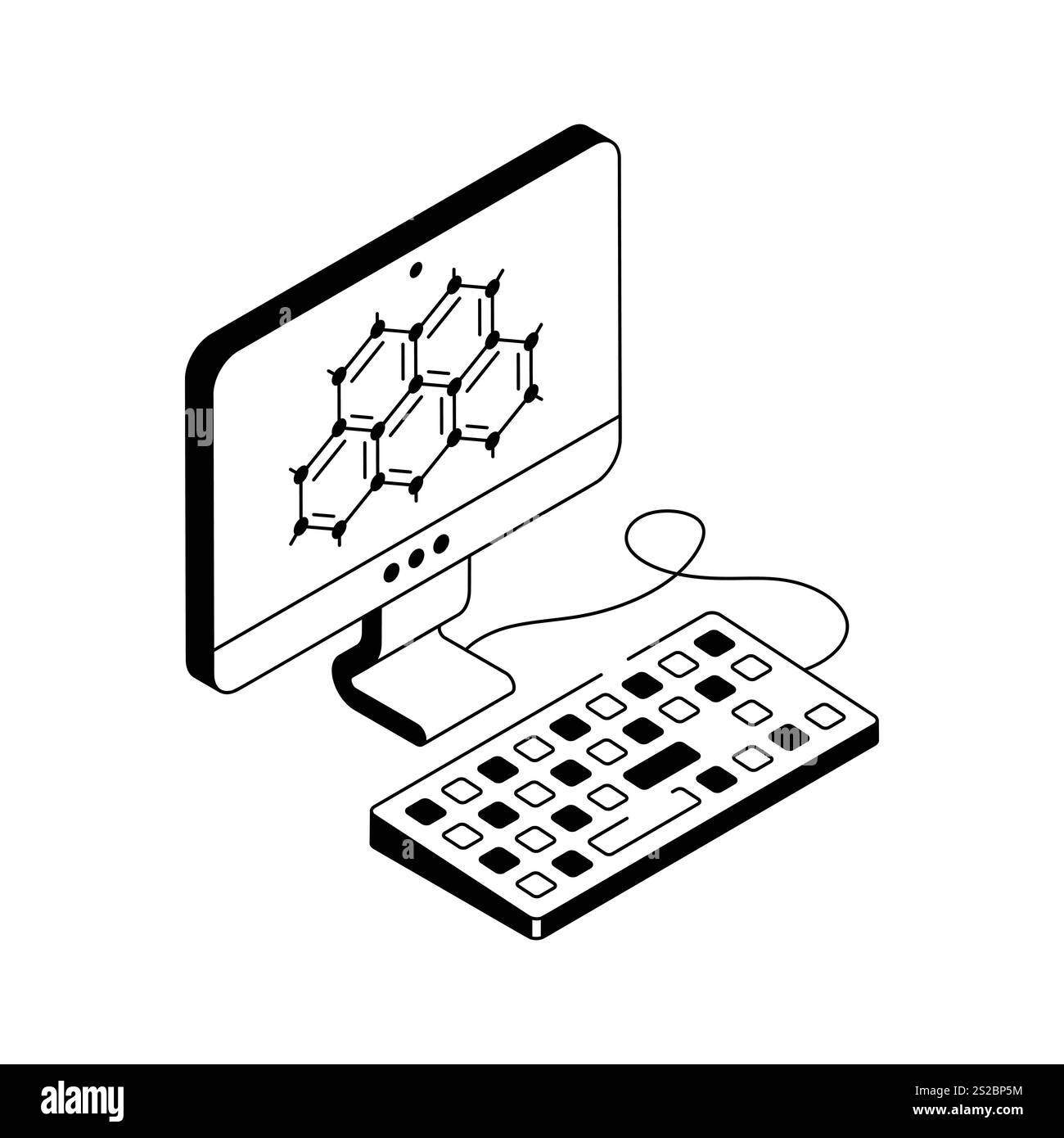 Desktop computer with molecular diagrams for medical research vector ...