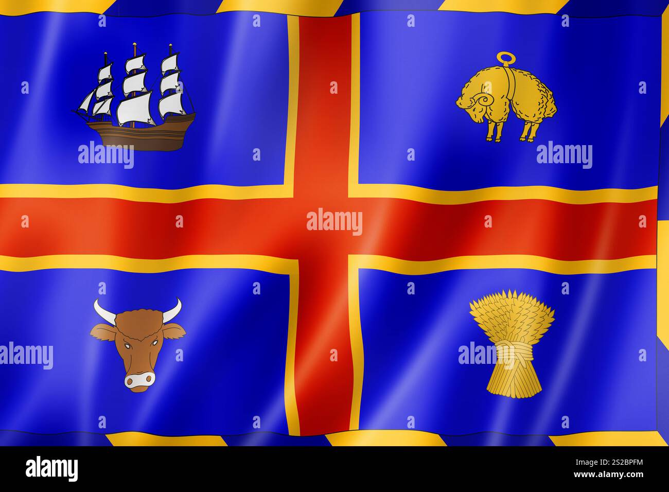 Adelaide city flag, Australia waving banner collection. 3D illustration ...