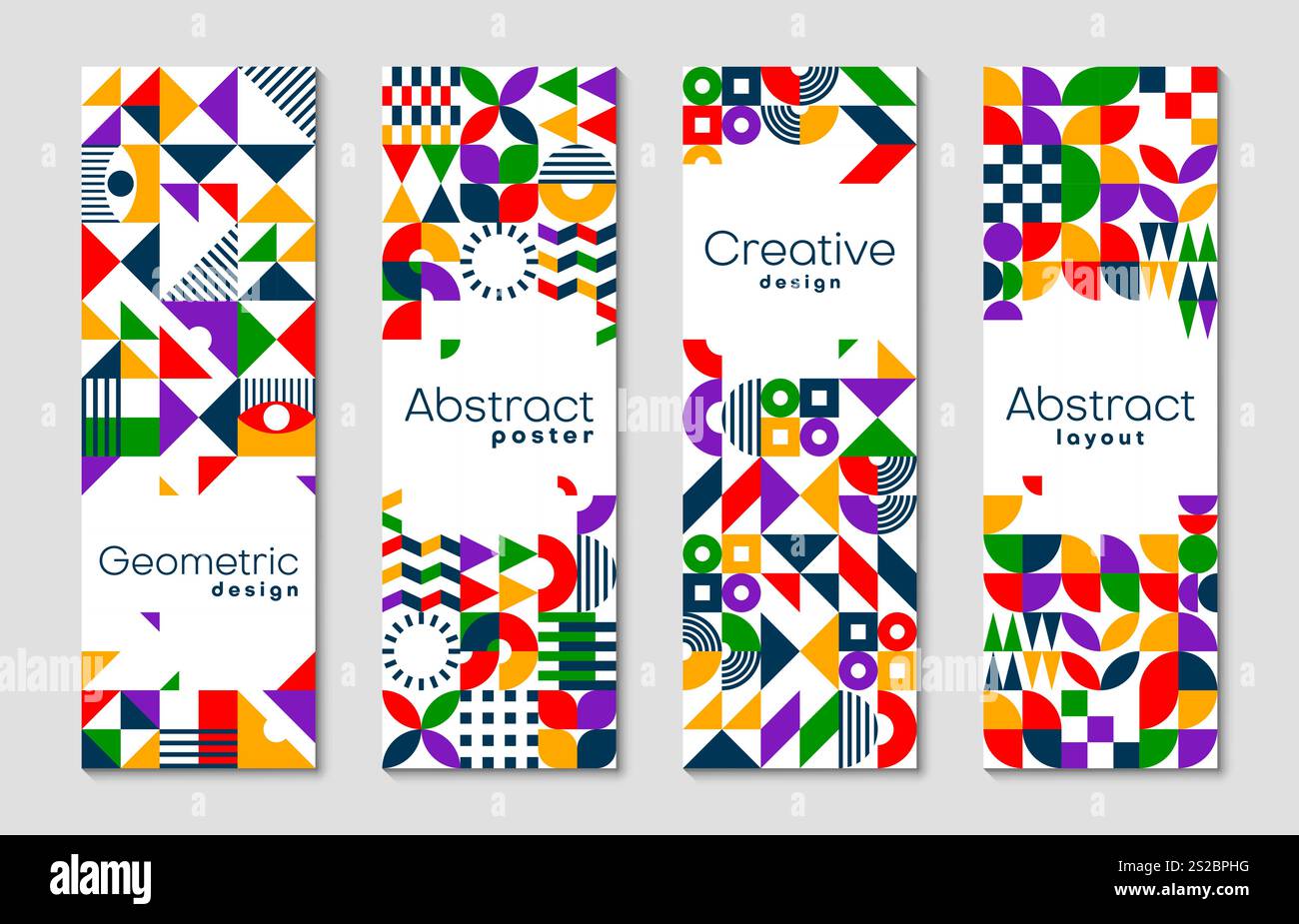 Banners with abstract modern geometric pattern, vector vertical ...